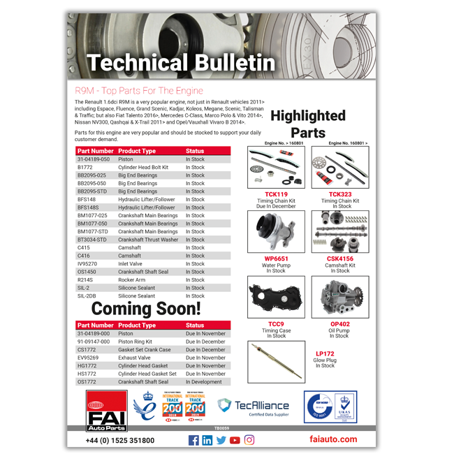 Technical Bulletin - R9M Engine - FAI Auto