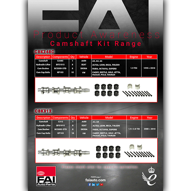 Complete Camshaft Kit Range + Engines - FAI Auto